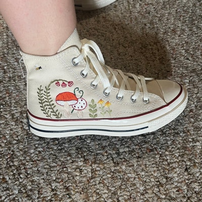Embroidered Converse/mushroom Converse/embroidered Orange Mushrooms and ...