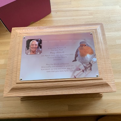 Angel Cremation Urn Ashes Casket, Angel in the Sky Personalised Wooden ...