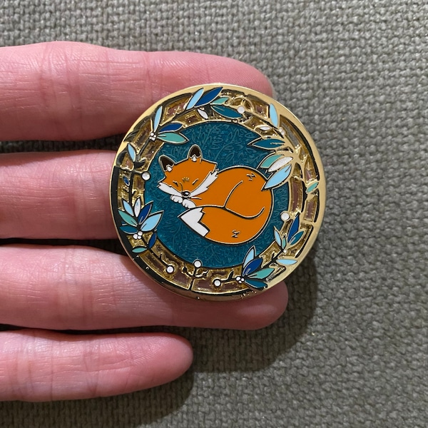 Cute Fox Pin : a Stained Glass Enamel Pin Featuring a Kawaii Sleeping ...