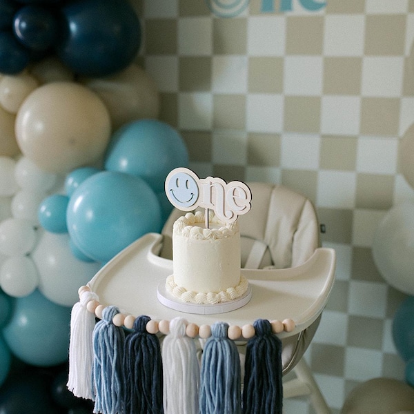 Smiley One Cake Topper, First Birthday, Smiley Faces, One Happy Dude ...