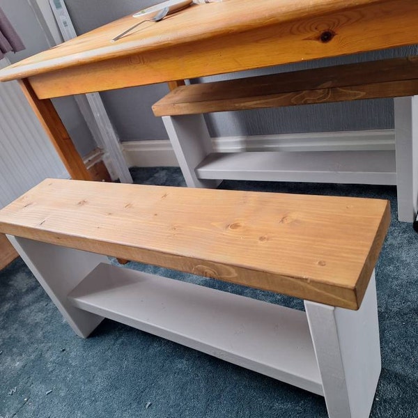 Solid Wooden Bench Seat Storage Unit Table - Etsy UK