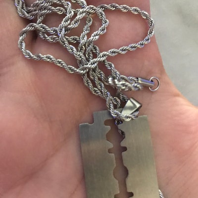 Razor Blade Necklace, Men's Necklace, Stainless Steel Razor Blade ...