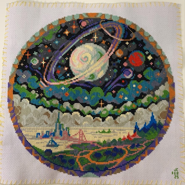 Space Cross Stitch Pattern, Art Nouveau Cross Stitch, Galaxy Cross ...