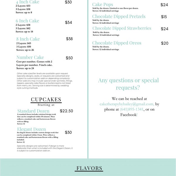 Bakery Pricing Guide - Instant Download & Editable - Etsy