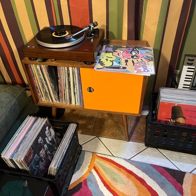 Mid Century Modern Record Console, MCM, Vinyl Storage, Media Stand ...