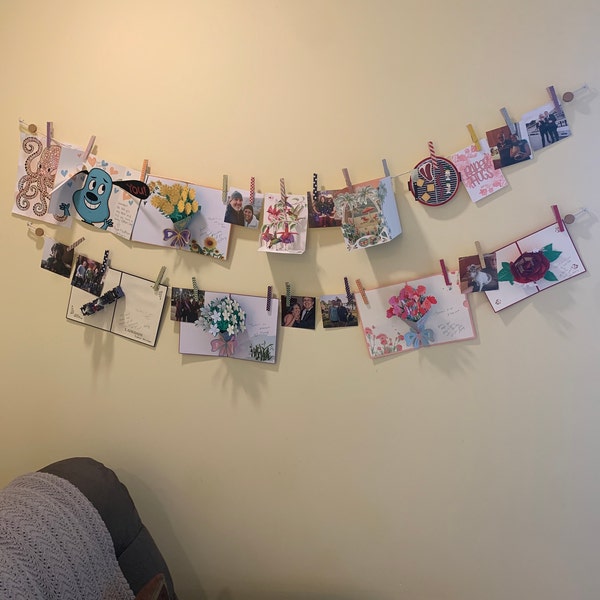 Rainbow Clothesline Photo Display, Clothespin Display, Photo Hanger ...