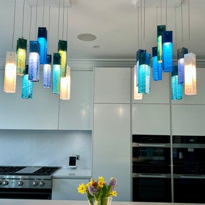 Sea Glass, Kitchen Décor. Blown Glass Pendant Lights for Kitchen Island ...