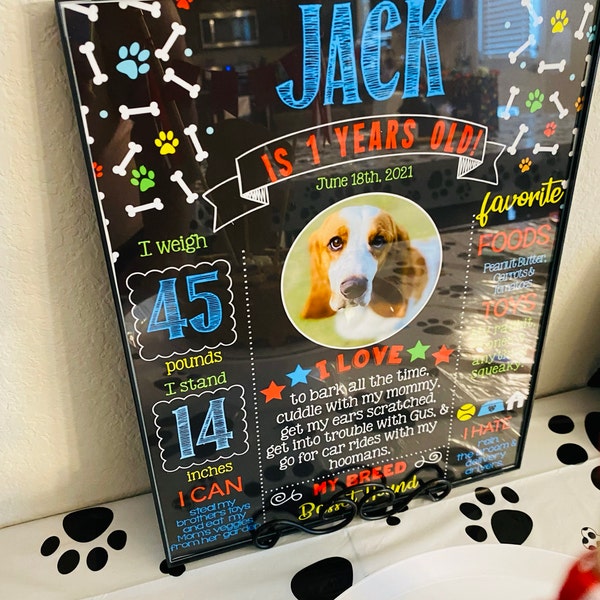 Printable Dog Birthday Board With Photo - Instant Download Template ...