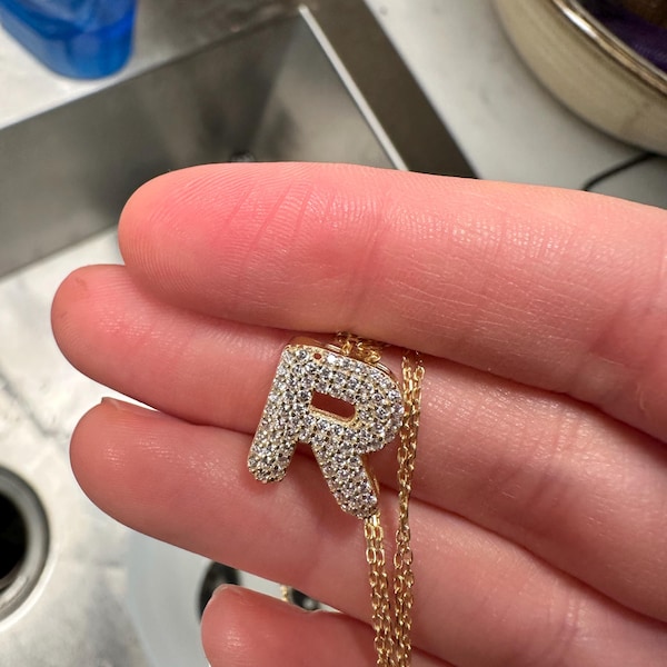 Heart Diamond Necklace, Pave Diamonds Necklace Elongated Friendship ...