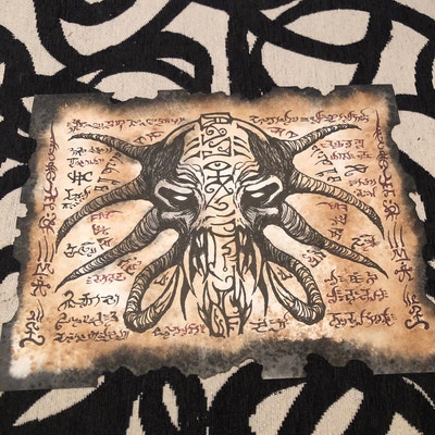 Cthulhu Larp DEMON MASK Necronomicon Fragment Scroll Magick Occult ...