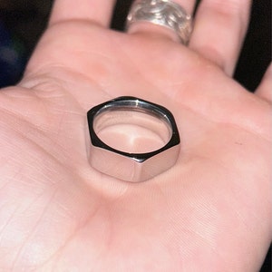 Nut Ring Polished Stainless Steel or Brushed Black Plated Ring Comfort ...