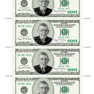 Personalized 100 Dollar Bill Prints, Perfect for the Bride, Birthday ...