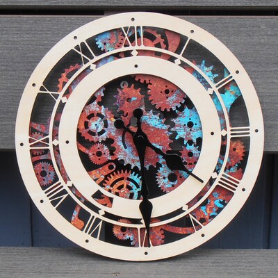 Wall Clock With Wheel, Laser Cut File. Laser Cut Project Plan. Wall ...