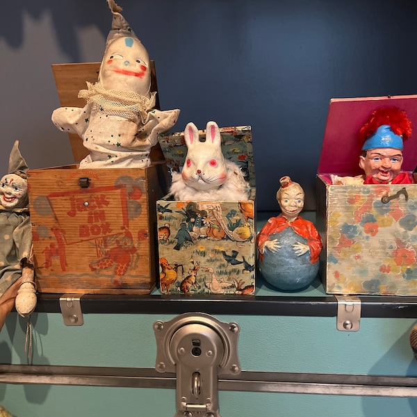 Antique Todhunter Sisters Folk Art Wee Folk Leather and Wire Shelf ...