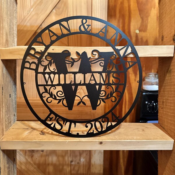 Custom Monogram Initial Split Letter Metal Sign - Personalized Family ...