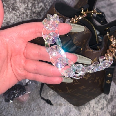 1ft Opal Clear Acrylic Chain Links, 30 X 21mm, Iridescent AB Effect ...