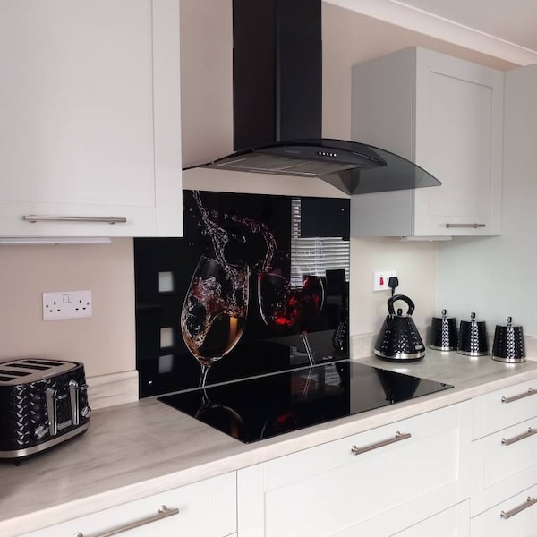Glass Splashback for Kitchen Toughened Heat Resistant Cooker Tile ...