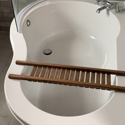 American Walnut Wooden Bath Rack Grid Over the Bath Tub Storage Tray ...