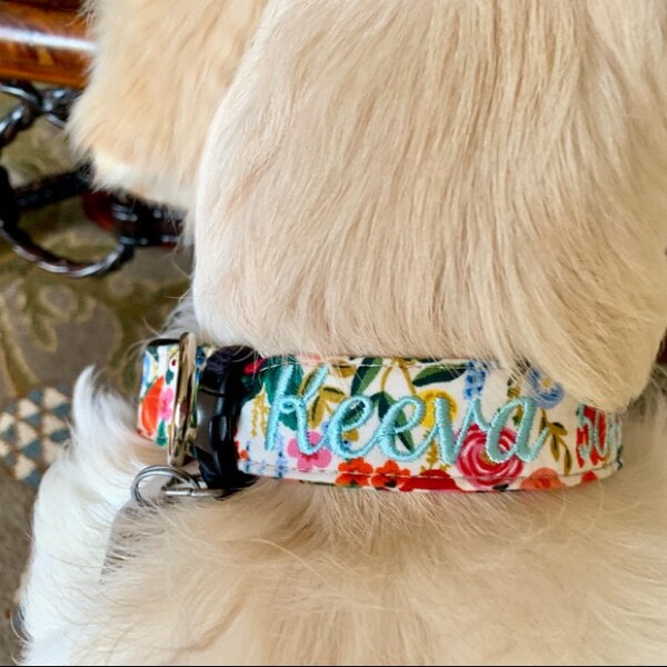 Spring Dog Collar, Embroidered Dog Collar, Personalized Dog Collar ...