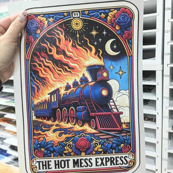 Hot Mess Express Tarot Card PNG, Funny Quote Mom Sublimation Design ...