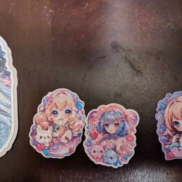 Galactic Anime Cat Girl Sticker - Cute Space-themed Vinyl Decal for ...