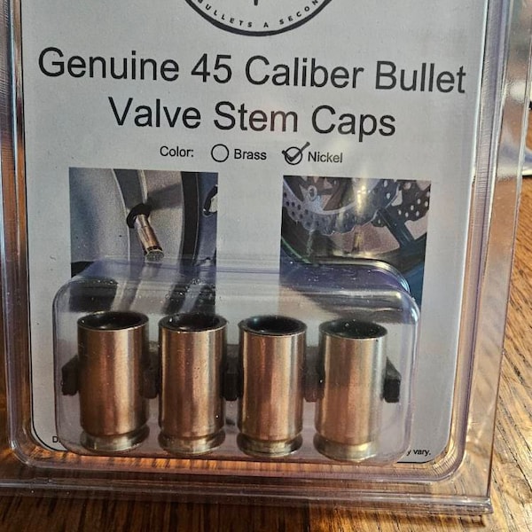 45 Caliber Nickel Bullet Casing Valve Stem Caps, Novelty Valve Caps ...