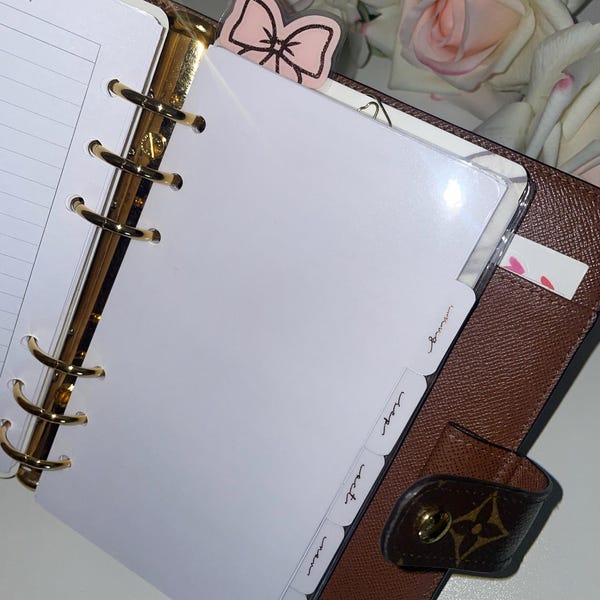 White PVC Planner Dividers With Custom Text on Tabs, Fits 6-ring ...
