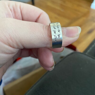 Custom Handwriting Ring Wide Handwriting Band in Sterling - Etsy