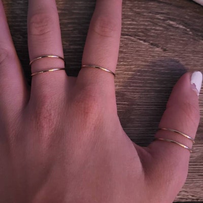 14k Gold Filled Thin Round Gold Stackable Ring Stacking - Etsy