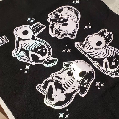 Standing Skelebun Holographic Rabbit Vinyl Sticker A Spooky Halloween ...