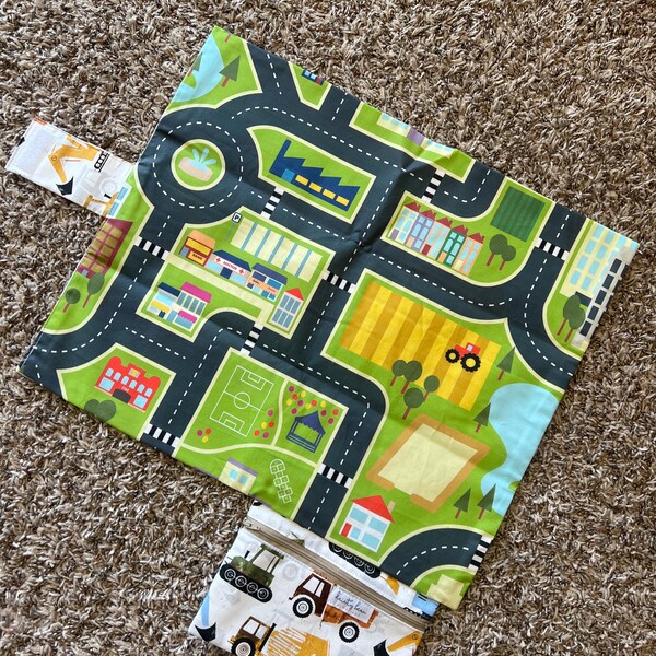 Fold up Car Play Mat: Travel Toy Car Rug With Zipper Pouch - Etsy