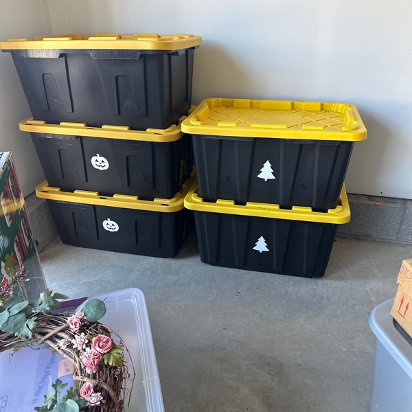 Storage Bin Decal | Holiday Storage Label | Large Storage Tote Decal ...