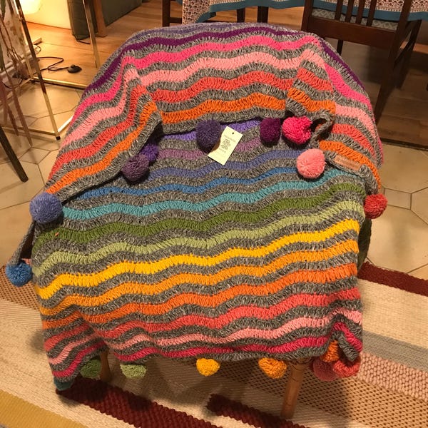Rainbow Handmade Crochet Throw - Vibrant Wavy Colours - Ripple Pattern ...