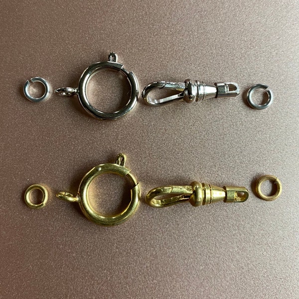 1 Set Silver Tone Spring Ring & Swivel Clip W Jump Rings. Clasps - Etsy