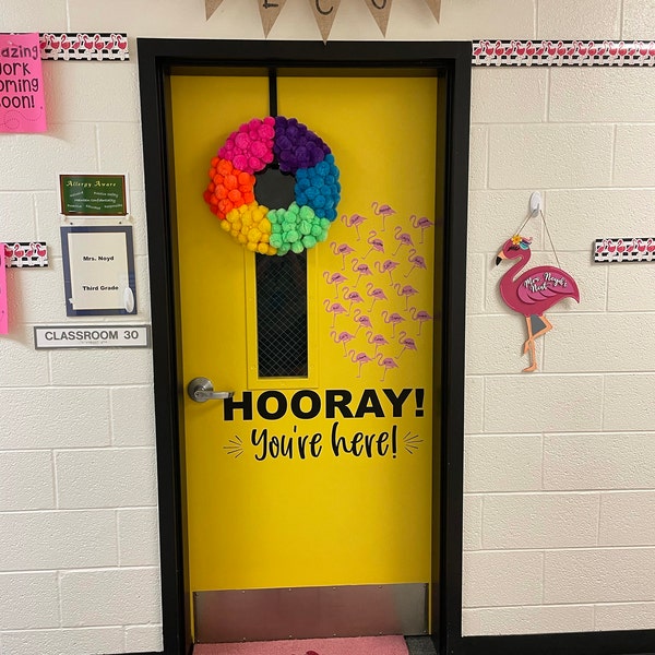 Hooray You're Here Decal for Classroom Door Elementary School Vinyl ...
