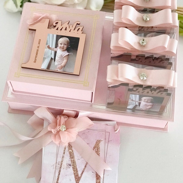 Rose Gold Birthday Photo Frame Magnet, 1st Birthday Favors Girl, First ...