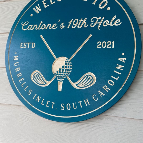 Personalized Golf Sign: Carved Wood Bar Decor, Golfer Gift - Etsy