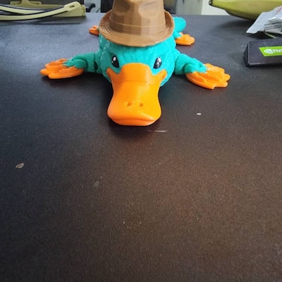 Large Articulated Platypus 3D Printed Figure With Removable Hat ...
