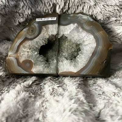 Natural Agate Bookend Pair 3 to 6 Lb Geode Bookend Home Decor Crystal ...