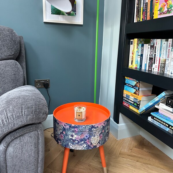 Custom Side Table Living Room. Round Bedside Table With Storage Made of ...