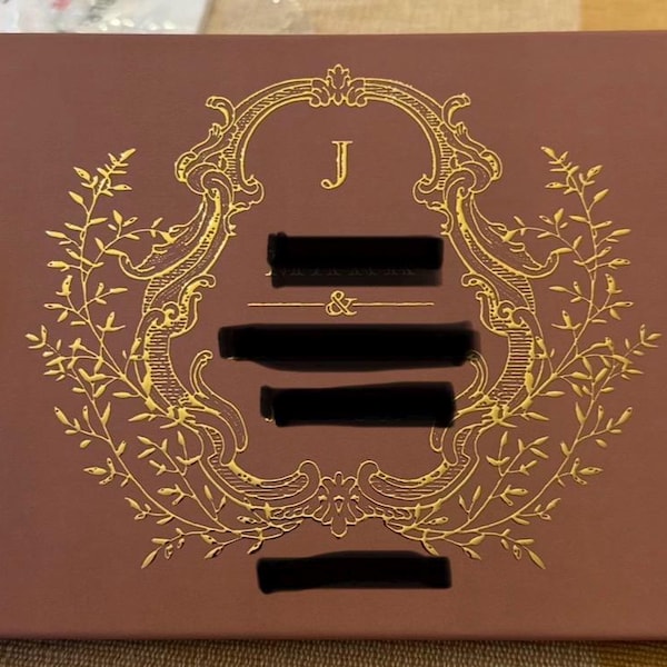 Elegant Wedding Guest Book, Ornate Crest Wedding Hardcover Photo Album ...