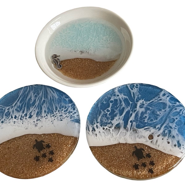 3D Epoxy Resin Beach Coasters With Real Shells, Sand and Starfishgifts ...