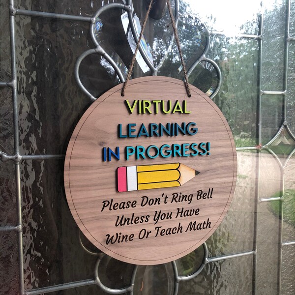 Virtual Learning in Progress Door Sign Homeschool Decor Door Sign Door ...