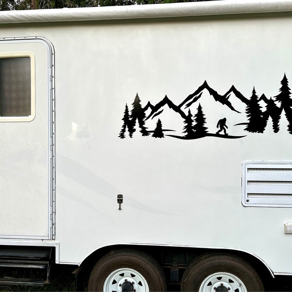Bigfoot Mountain Forest Scene V8 - Camper RV Graphics Travel Trailer ...