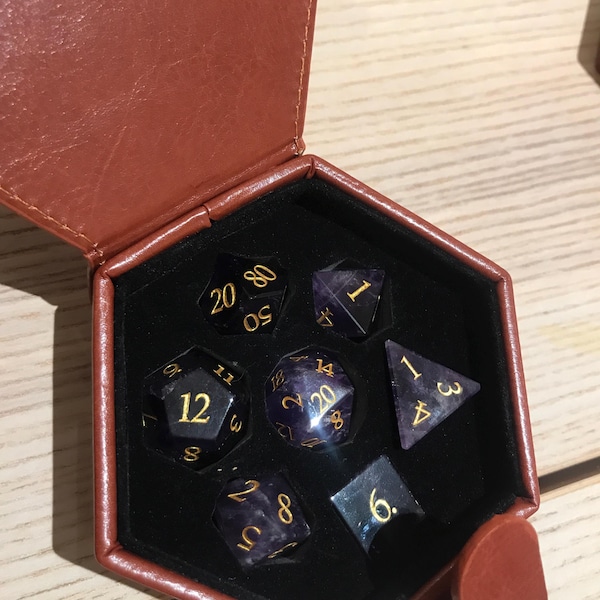 Natural Amethyst Dnd Dice Set Gemstone Dice birthstone Gifts Dungeons ...