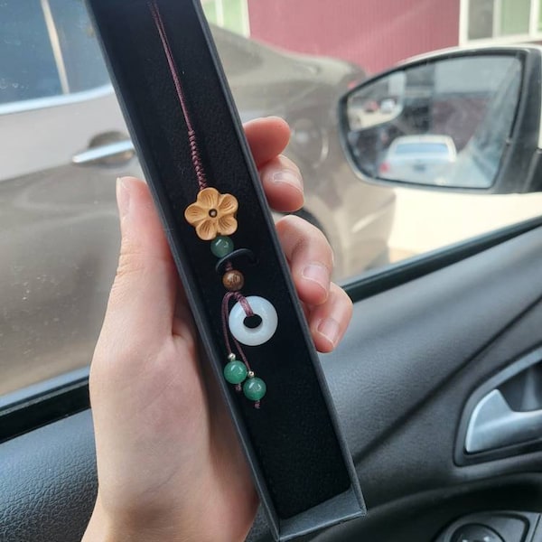 Phone Charm | Wood Floral Phone Chain | Bookmark | White Jade Peace ...