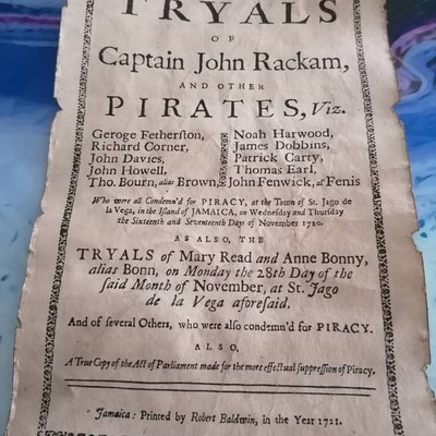 Tryals of Captain Jack Rackham Pirates Anne Bonny Mary Read Aged ...