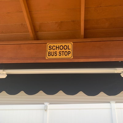 Metal Sign SCHOOL BUS STOP Driver Street Replica Transportation Yellow ...