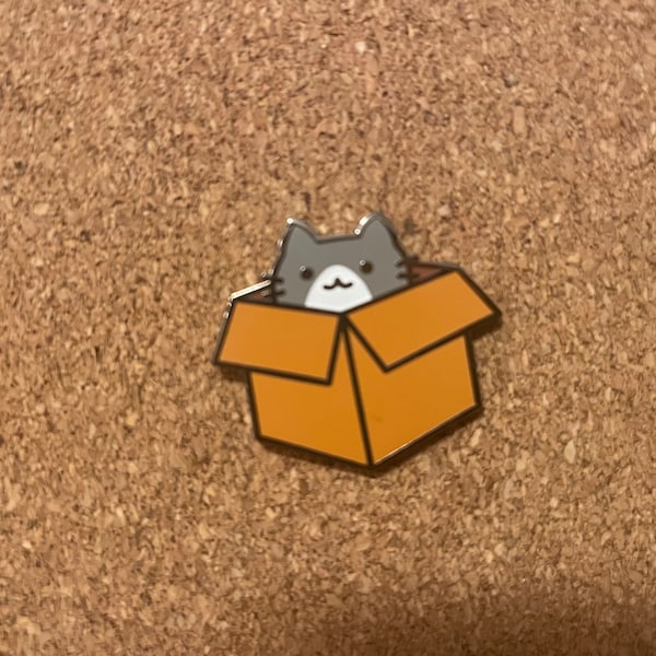 Box Cat - Hard Enamel Pin - Cute Lapel Pin Gift Stocking Stuffer - Etsy