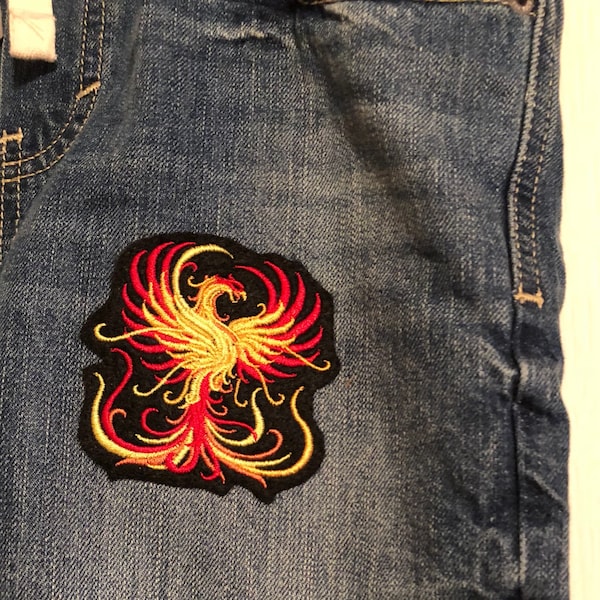 Red Gold Fire Phoenix Iron on Embroidery Patch Mtcoffinz - Choose Size ...